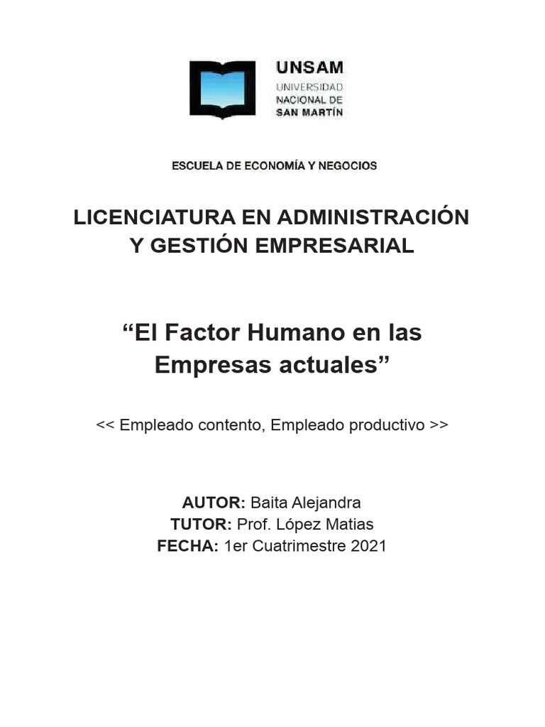El Factor Humano en Las Empresas Actuales | PDF | Liderazgo | Estrés (biología)