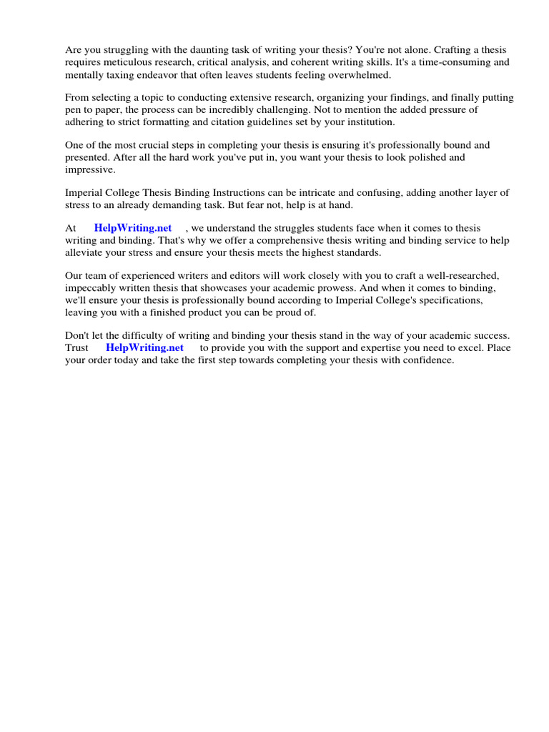 Imperial College Thesis Binding Instructions | PDF | Thesis | Bookbinding