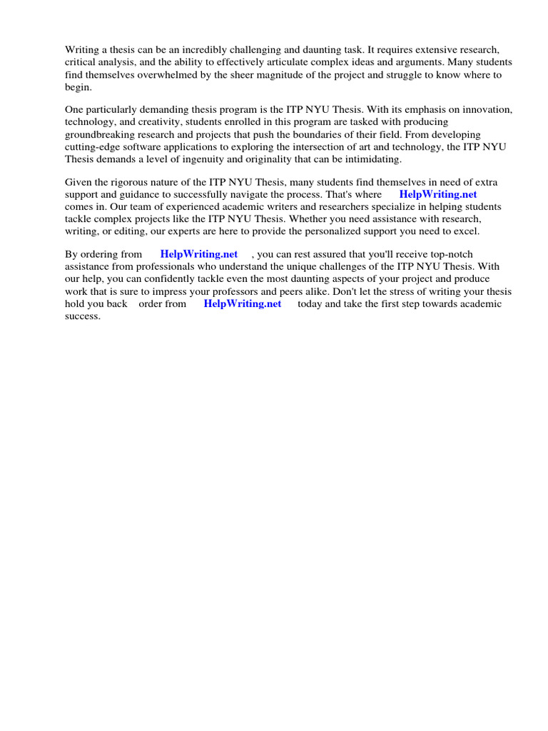 Itp Nyu Thesis | PDF | Strategic Management | Supply Chain