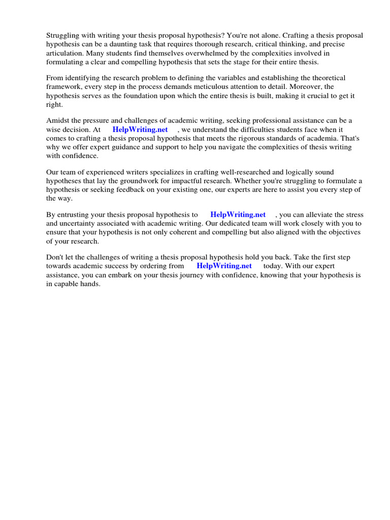 Essay Proposal Hypothesis | PDF | Hypothesis | Scientific Method