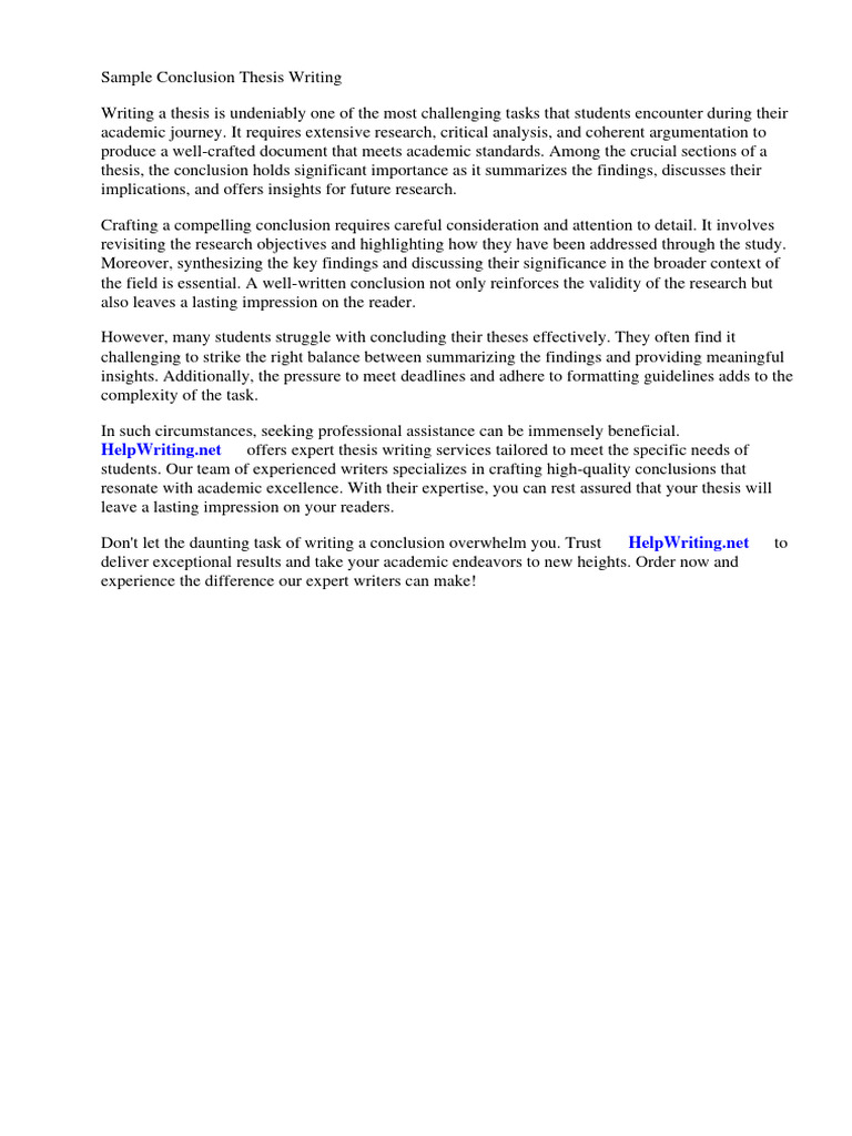 Sample Conclusion Thesis Writing | Download Free PDF | Essays ...