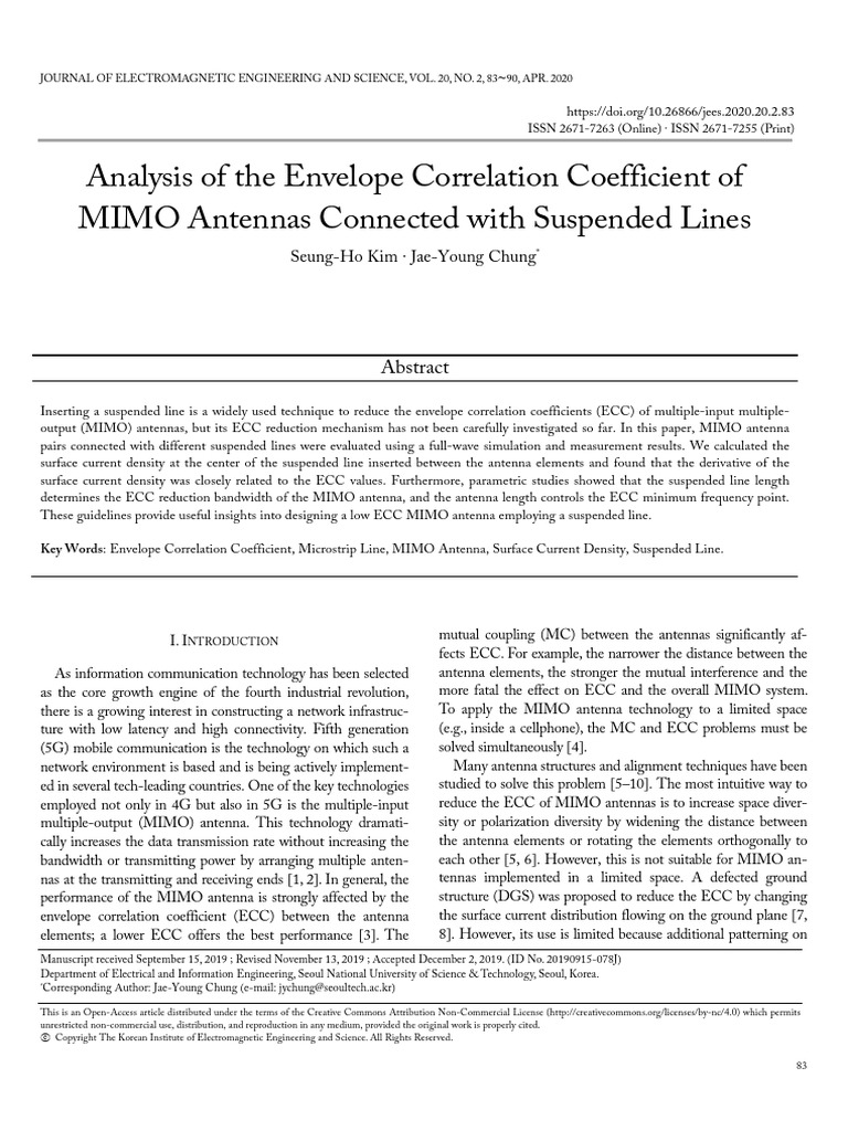 Analysis of The Envelope Correlation Coefficient o | PDF | Antenna (Radio) | Mimo