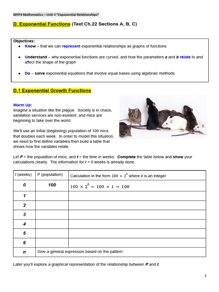 D Exponential Functionsy Pdf Exponential Function Function