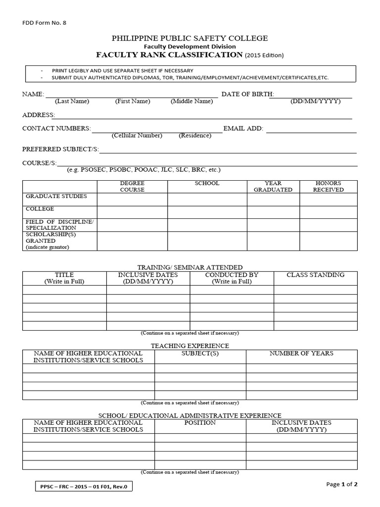 Faculty Rank Classification 2015 Edition 1 | PDF | Academia ...