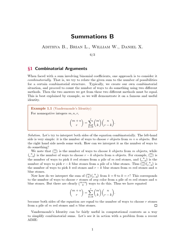 Summations B | PDF | Summation | Discrete Mathematics