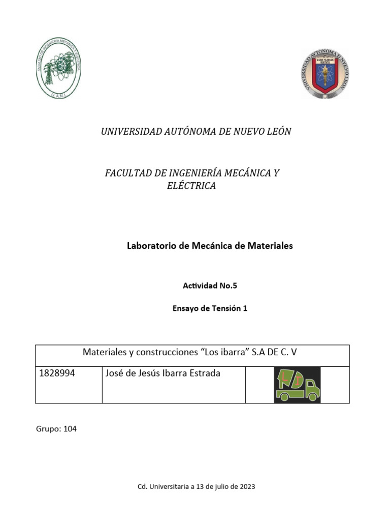 Act 5 Mec Mat | PDF | Rendimiento (ingeniería) | Mecánica de sólidos