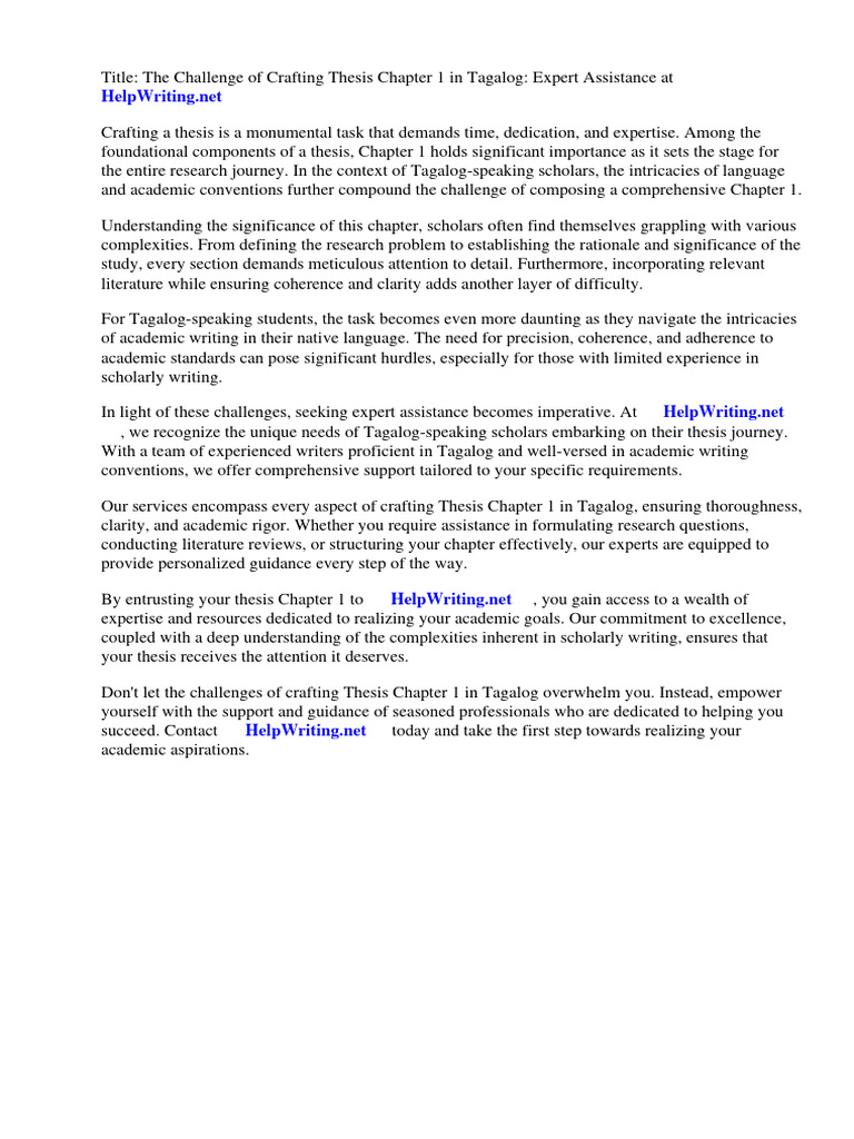 Thesis Chapter 1 Tagalog | PDF | Thesis | Statistics