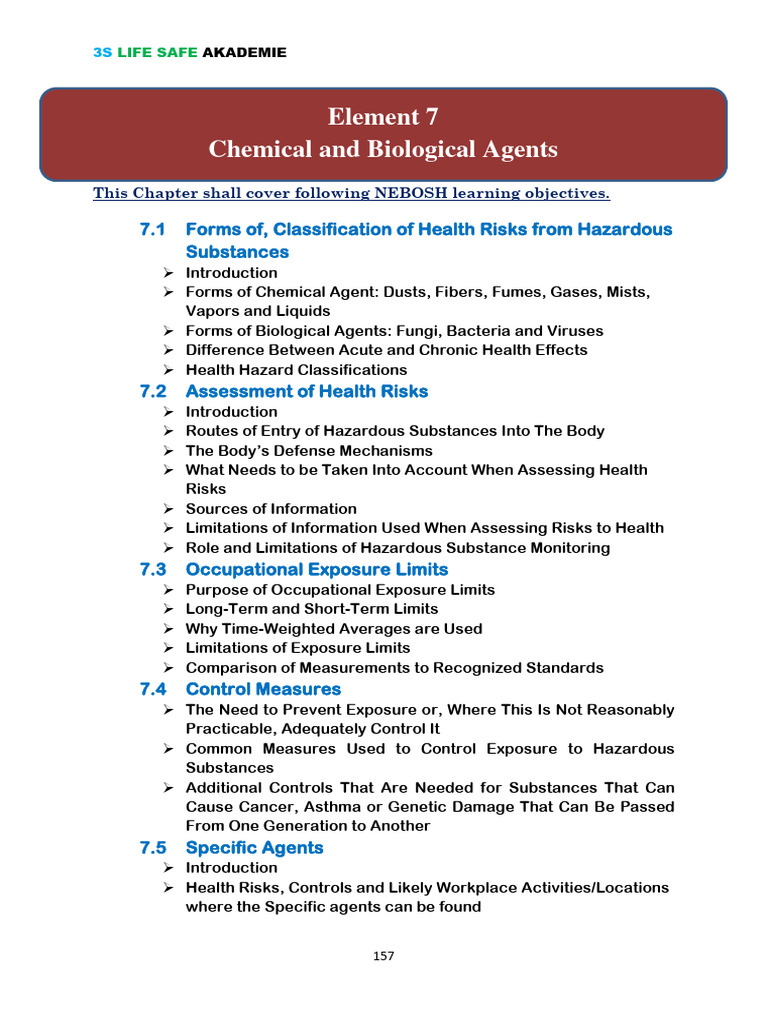 ELEMENT 7 Chemical and Biological Agents | PDF