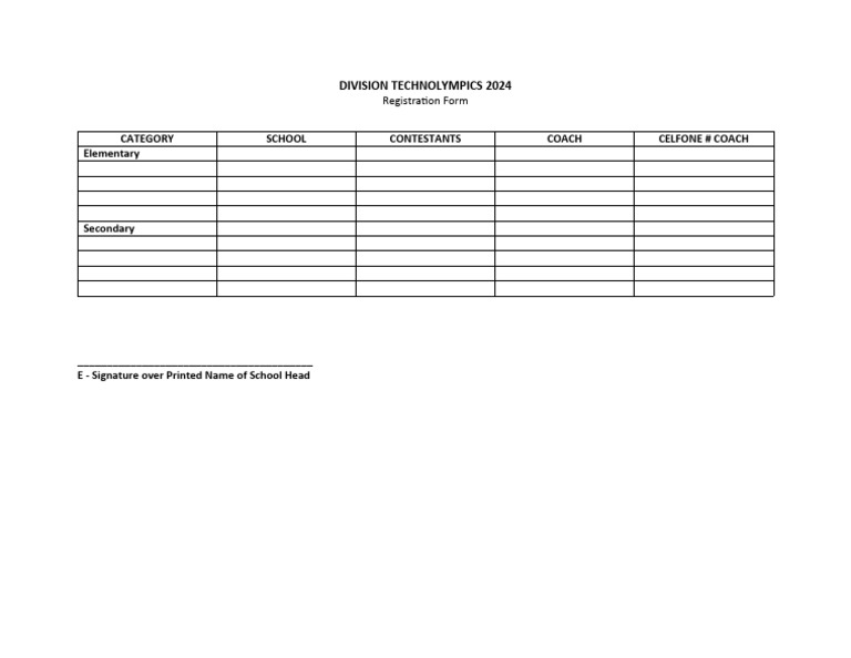 Division Technolympics 2024 Registration Template | PDF | Career & Growth
