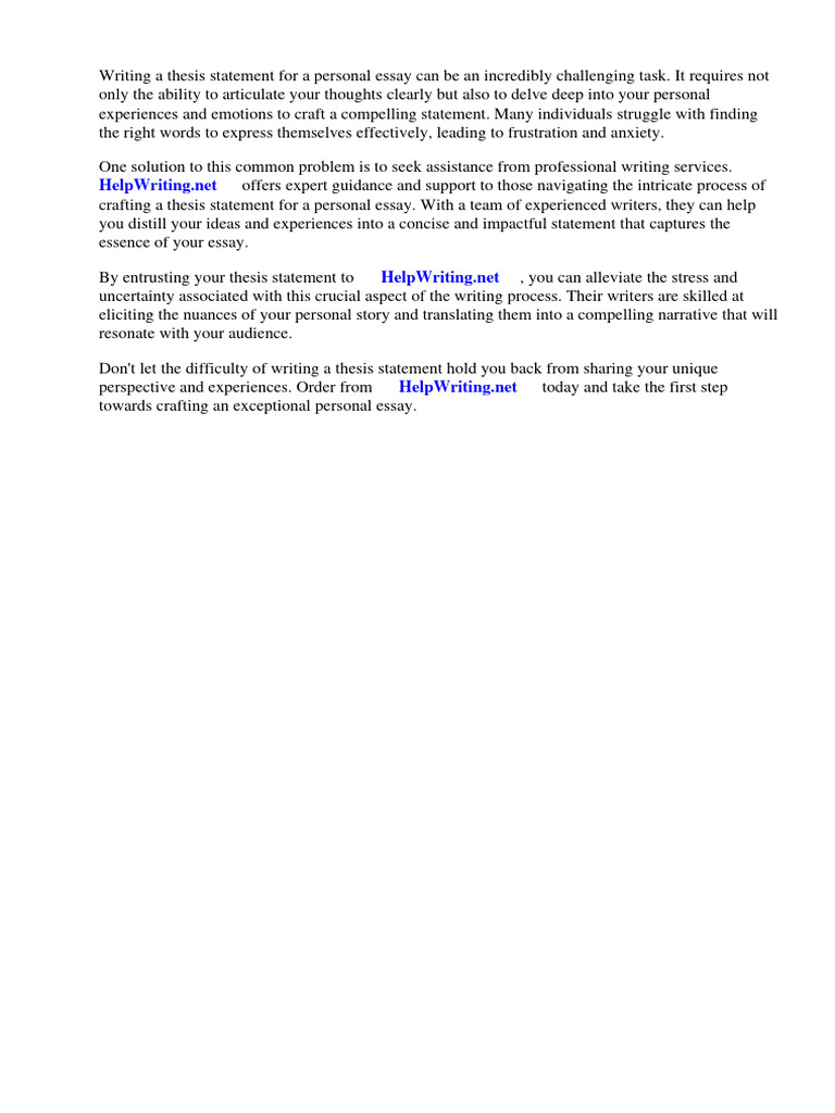 Crafting a Personal Essay Thesis | PDF | Essays | Thesis