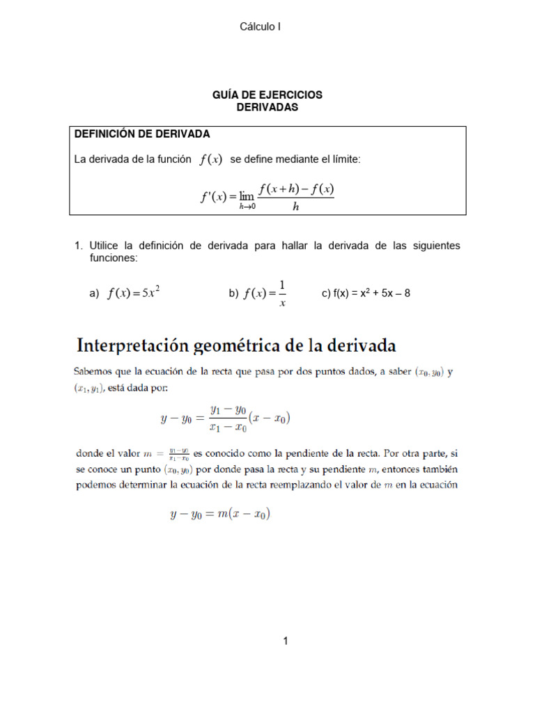 Definiciones y Ejercicios Derivadas | Descargar gratis PDF | Derivado | Análisis