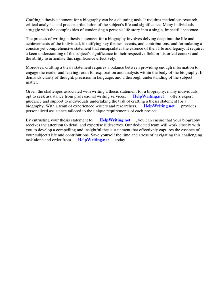 How To Do A Thesis Statement For A Biography | PDF | Essays | Thesis