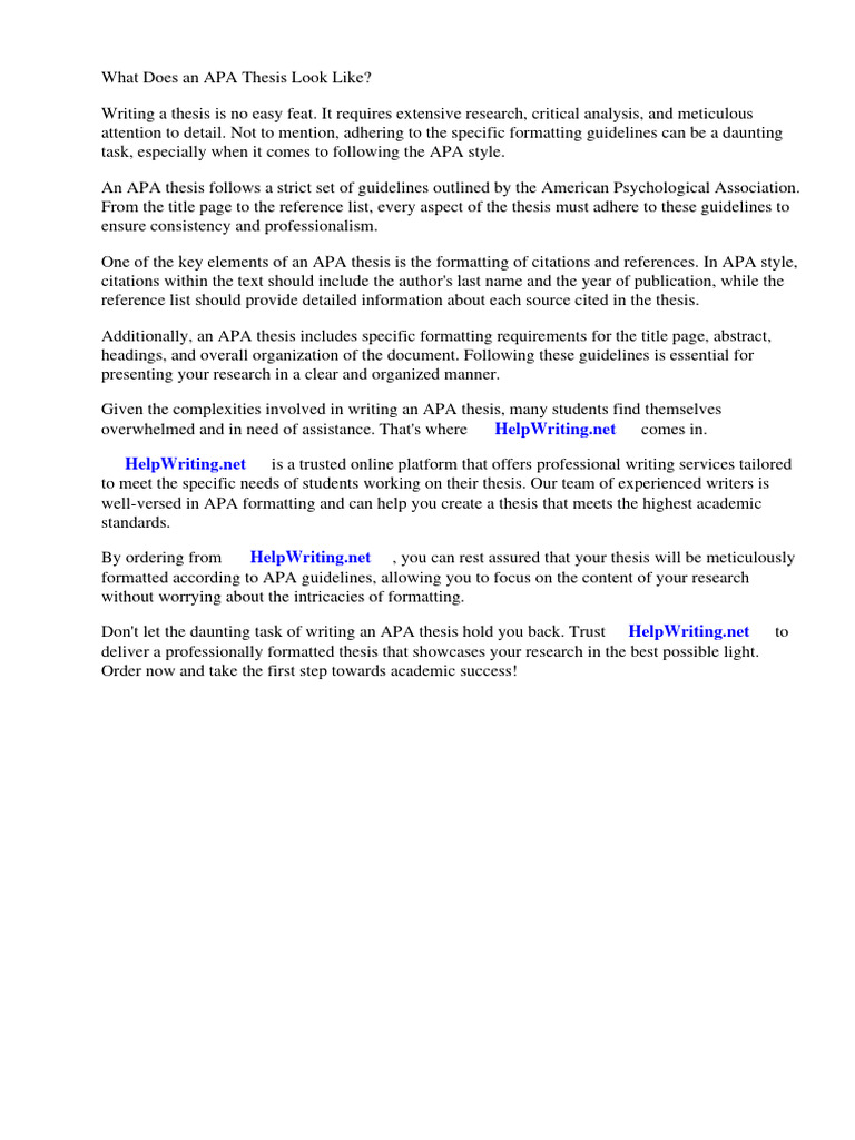 What Does A Apa Thesis Look Like | PDF | Apa Style | Thesis