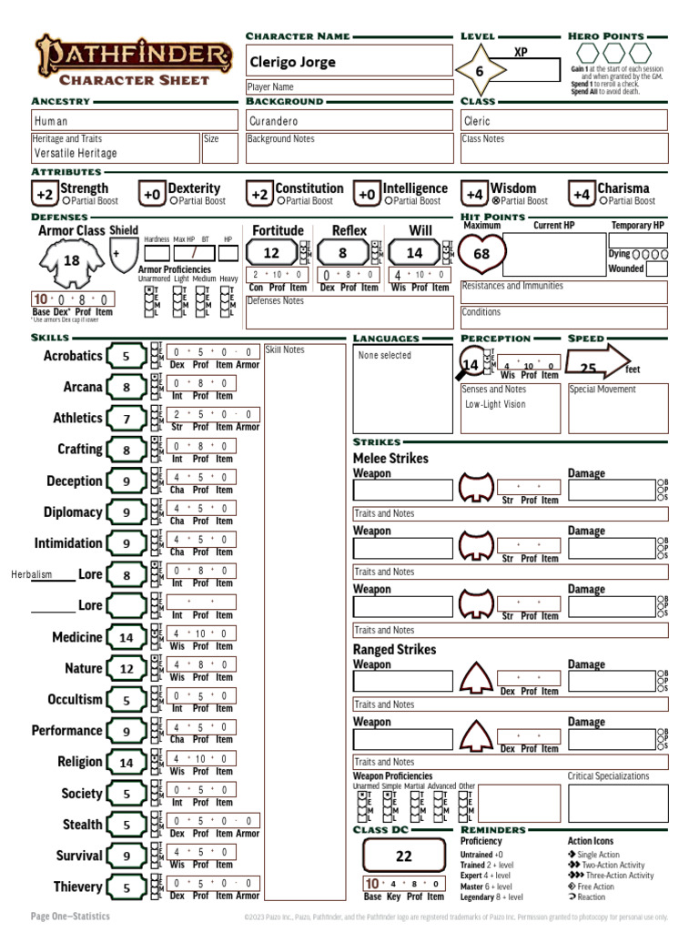Charactersheet | PDF | Fantasy Role Playing Games | Role Playing Games