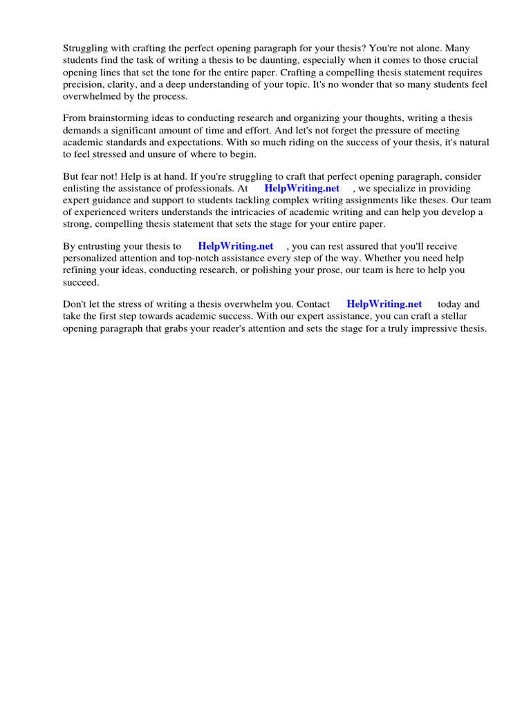 Opening Paragraph Thesis Statement | PDF | Essays | Thesis