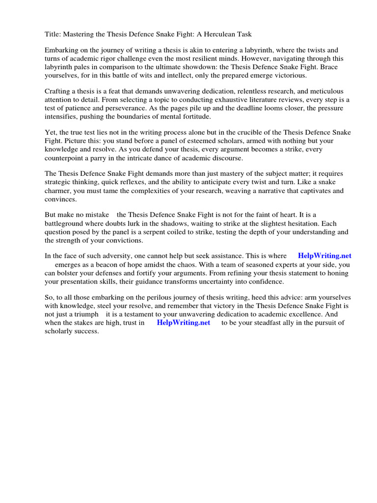 Thesis Defence Snake Fight | PDF | Snake | Thesis