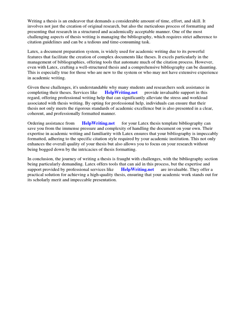Latex Thesis Template Bibliography | PDF | Thesis | Writing