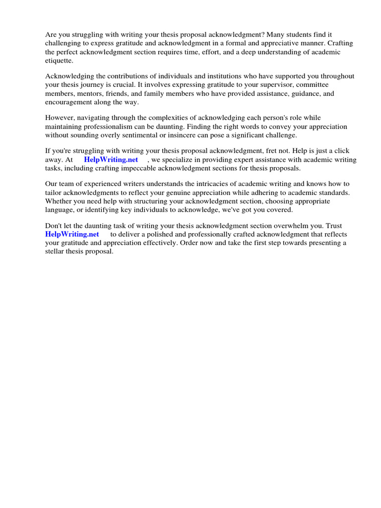 Sample Acknowledgement For Thesis Proposal | PDF | Thesis | Doctor Of Philosophy