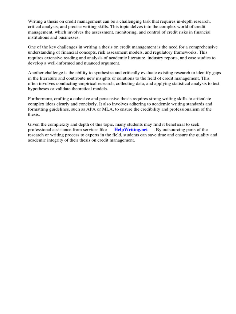 Thesis Credit Management | PDF