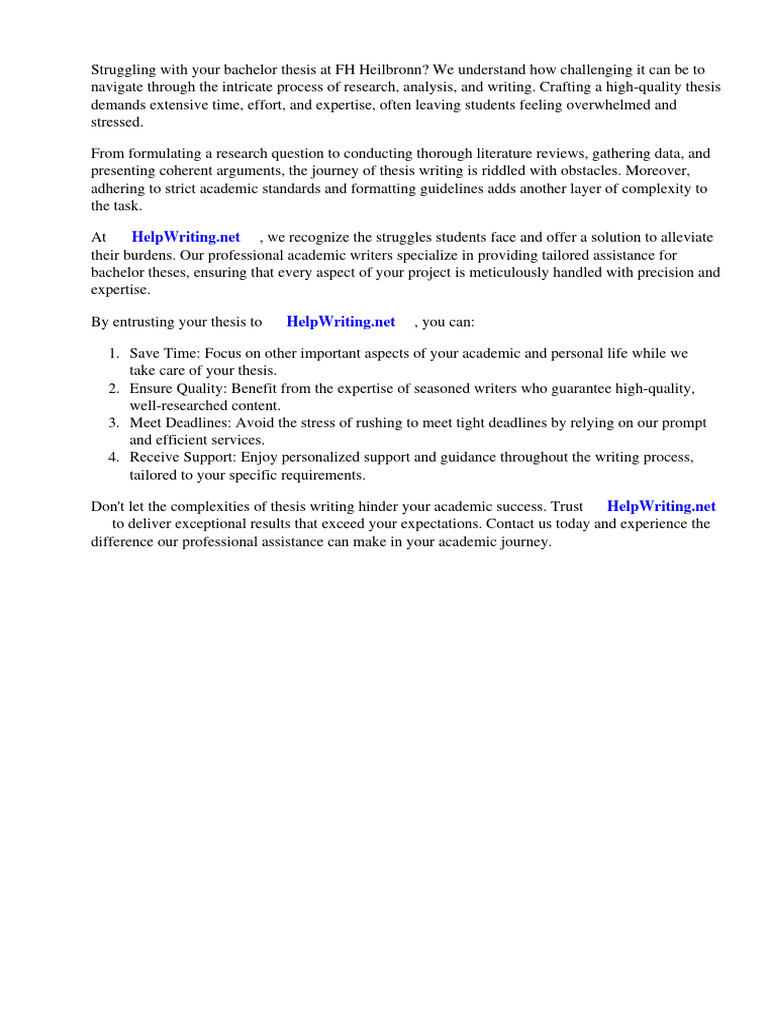 Bachelor Thesis Fh Heilbronn Pdf Thesis Cognition