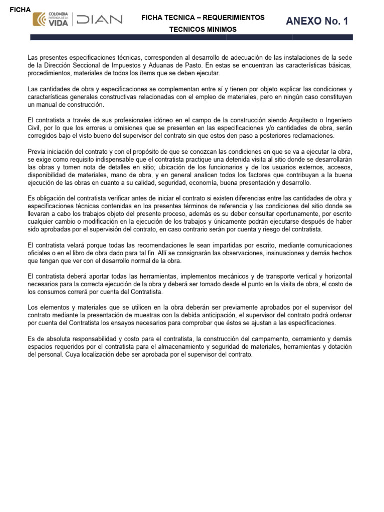 ANEXO No. 1B Ficha Tecnica - Requerimientos Técnicos Mínimos | PDF ... ANEXO No. 1B Ficha Tecnica - Requerimientos Técnicos Mínimos | PDF ...