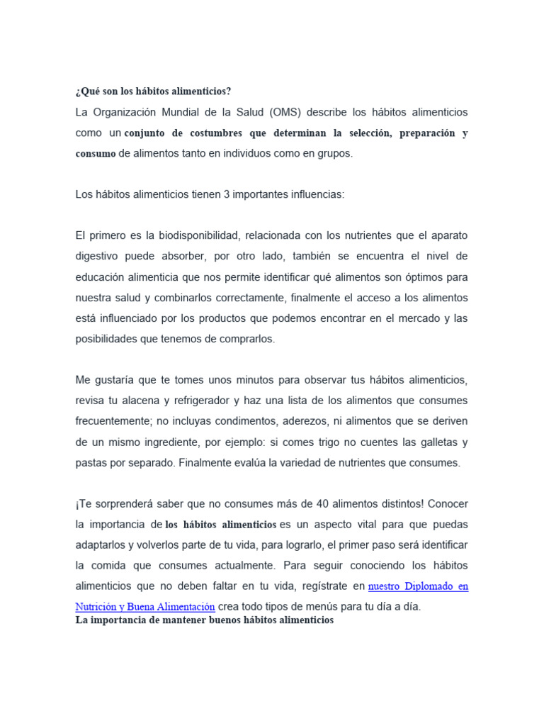 Qué Son Los Hábitos Alimenticios Descargar Gratis Pdf Alimentos