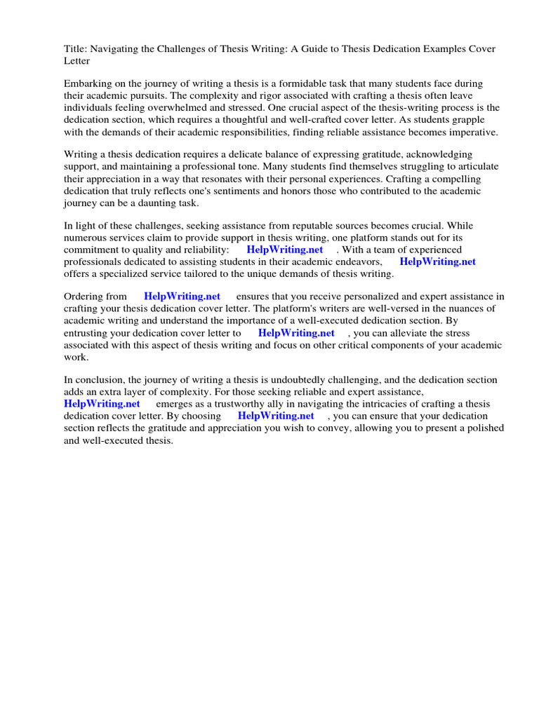 Thesis Dedication Examples Cover Letter | PDF | Thesis | Essays Thesis Dedication Examples Cover Letter | PDF | Thesis | Essays