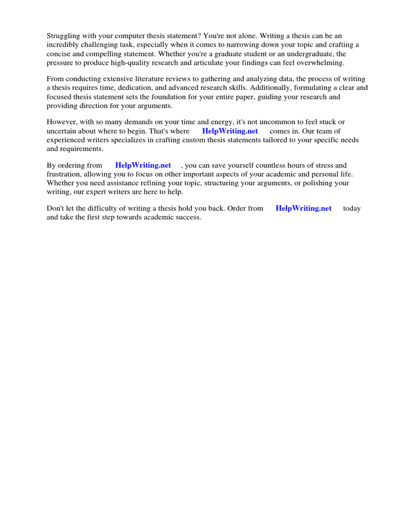 Computer Thesis Statement | PDF