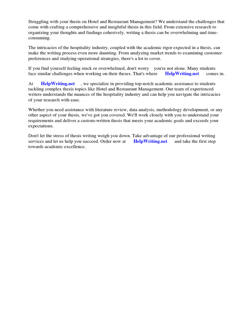 Thesis Title Hotel and Restaurant | PDF | Hotel | Thesis