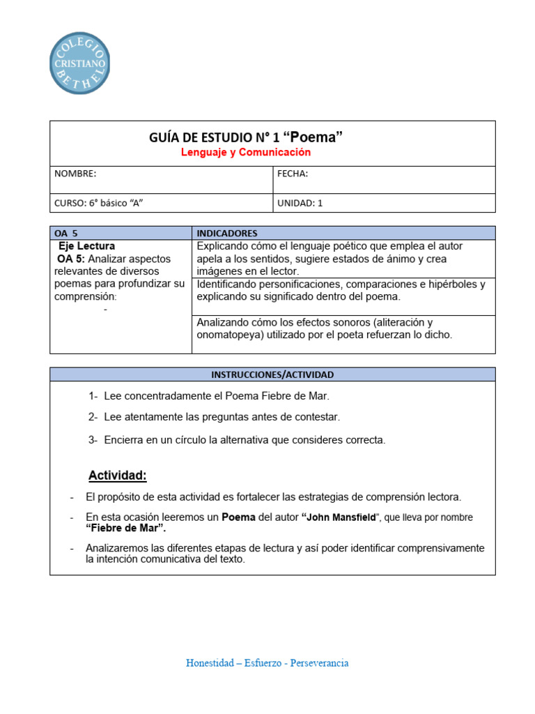 Guía #1: 6° Básico | PDF