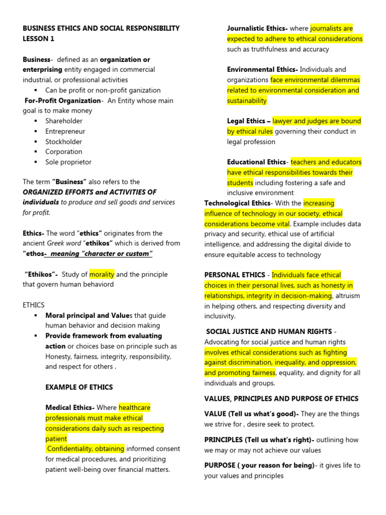 Business Ethics and Social Responsibility | PDF | Corporate Social ...