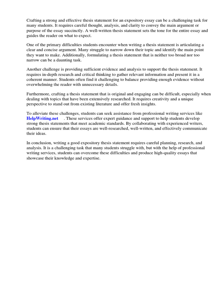 How To Write A Good Expository Thesis Statement | PDF | Essays | Human ...