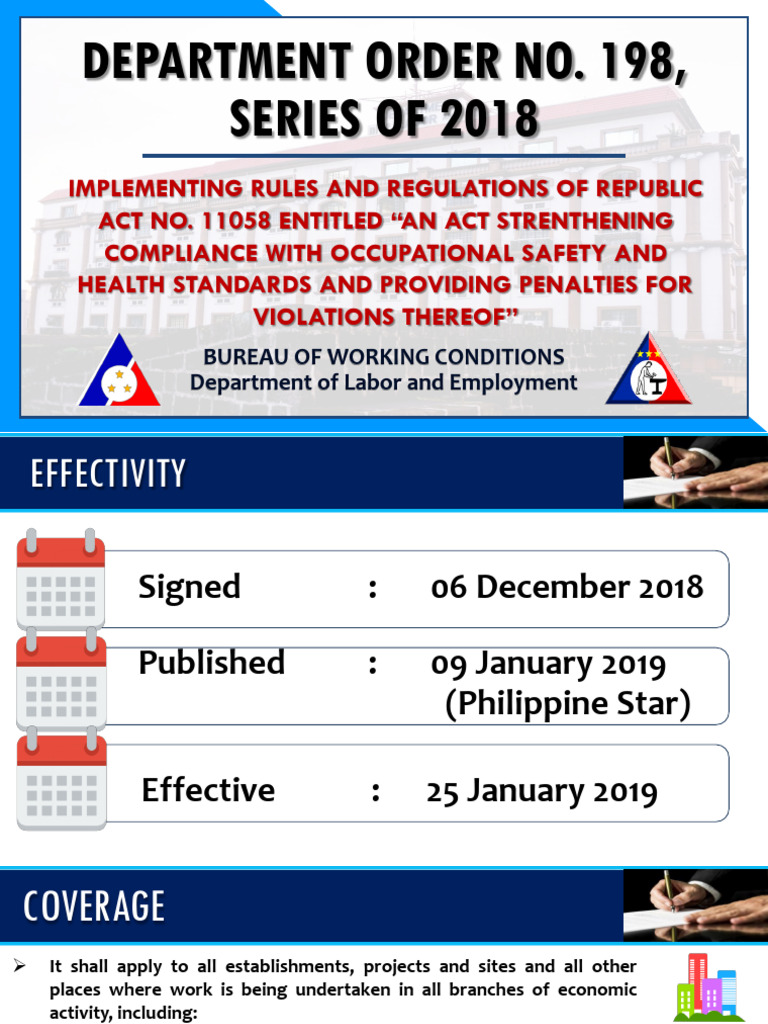 Department Order No. 198, Series of 2018 | Download Free PDF | Occupational Safety And Health ...