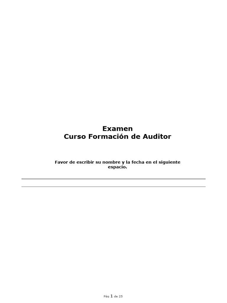 Examen Auditor Interno | PDF | Auditoría | Contralor