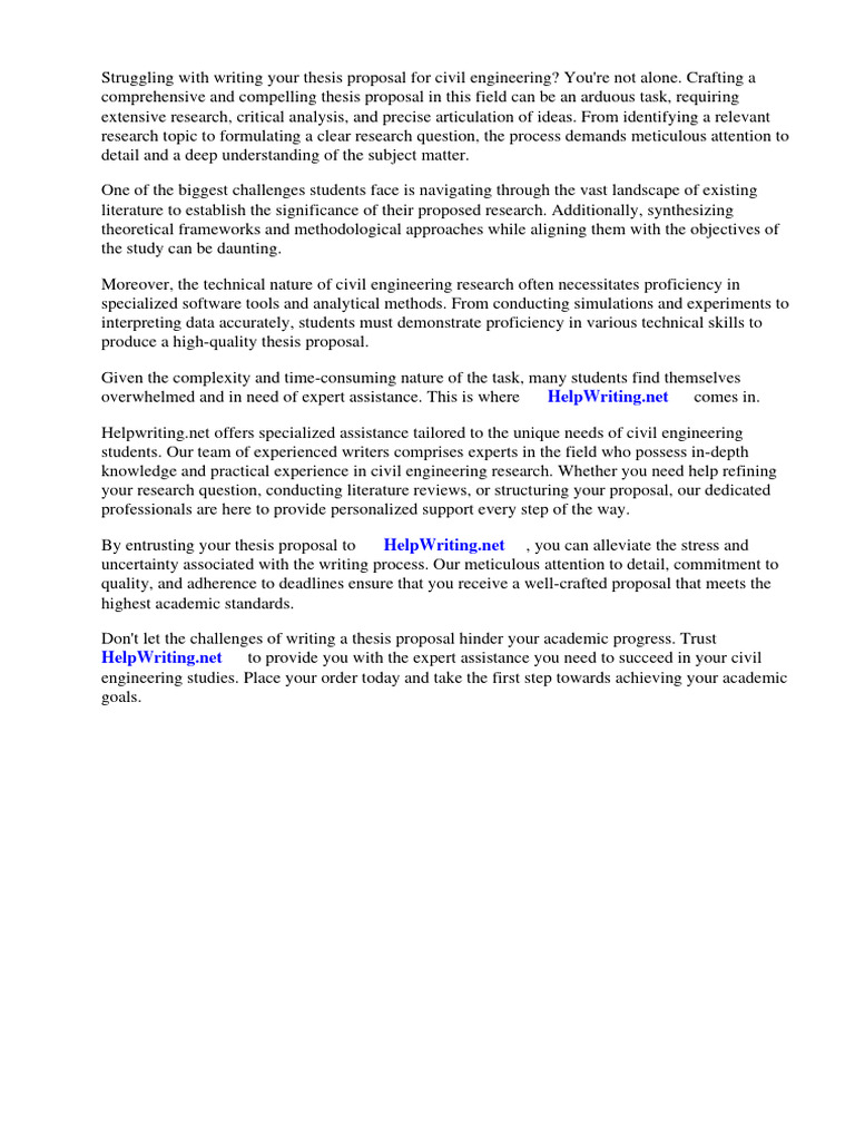 Thesis Proposal For Civil Engineering Students PDF Engineering