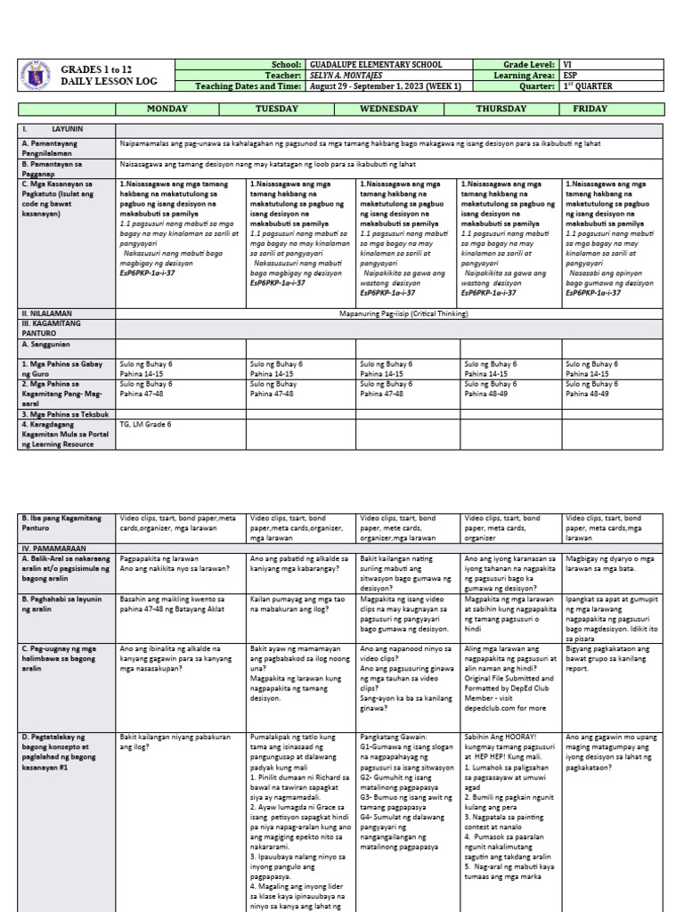 DLL - ESP 6 - Q1 - W1 Ok | PDF