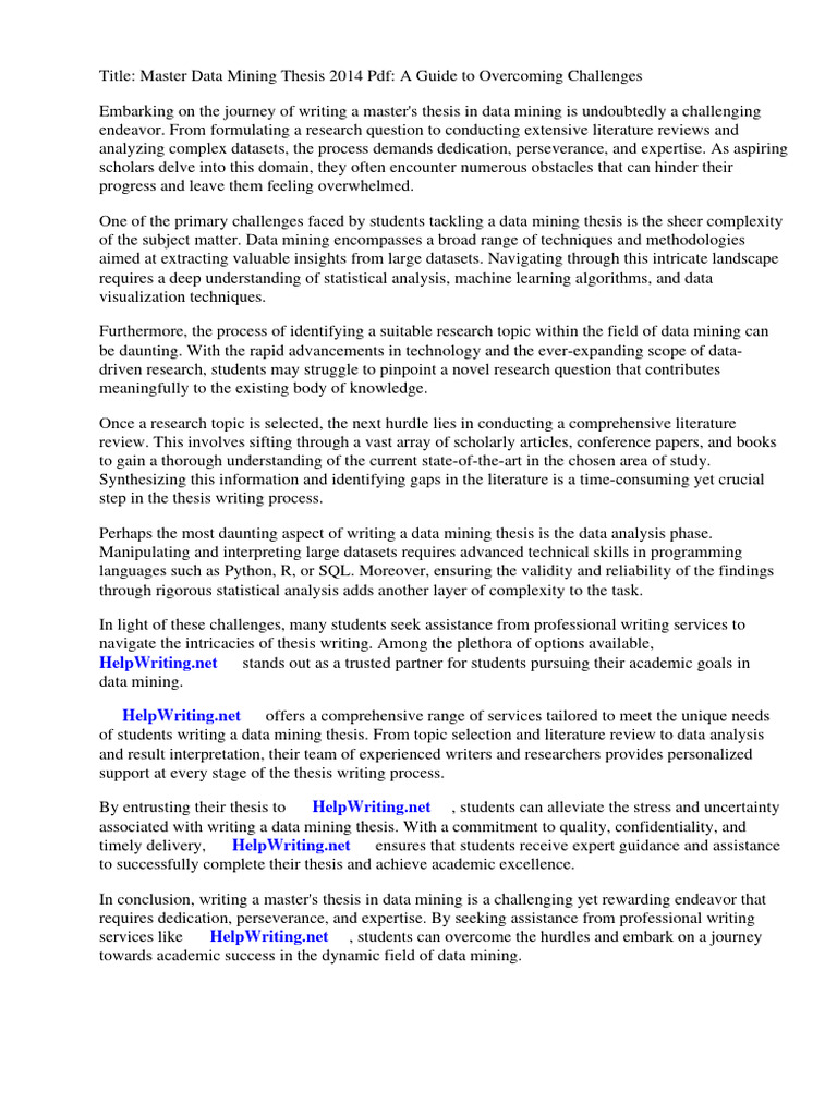 Data Mining Thesis 2014 Pdf Pdf Data Data Mining