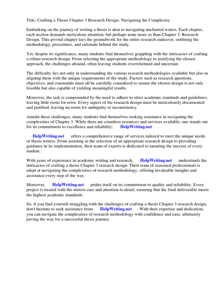 Thesis Chapter 3 Research Design | PDF | Methodology | Data