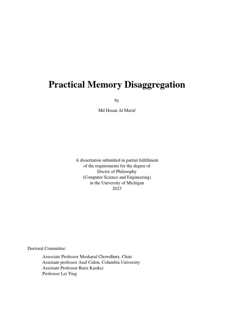 2023 Practical Memory Disaggregation_thesis | PDF | Computer Data Storage | Cache (Computing)