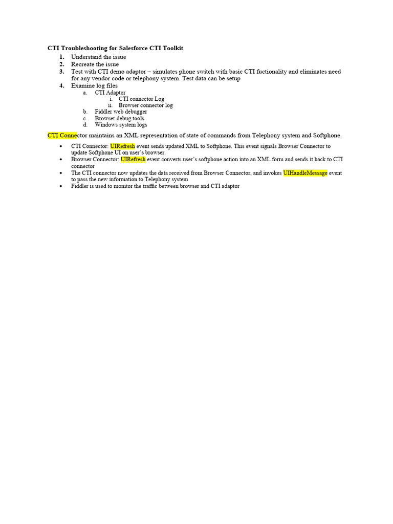 CTI Troubleshooting For Salesforce CTI Toolkit | PDF | Computers