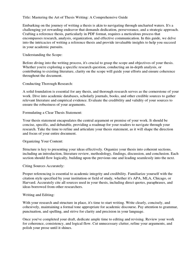 How To Write Reference Thesis PDF | PDF