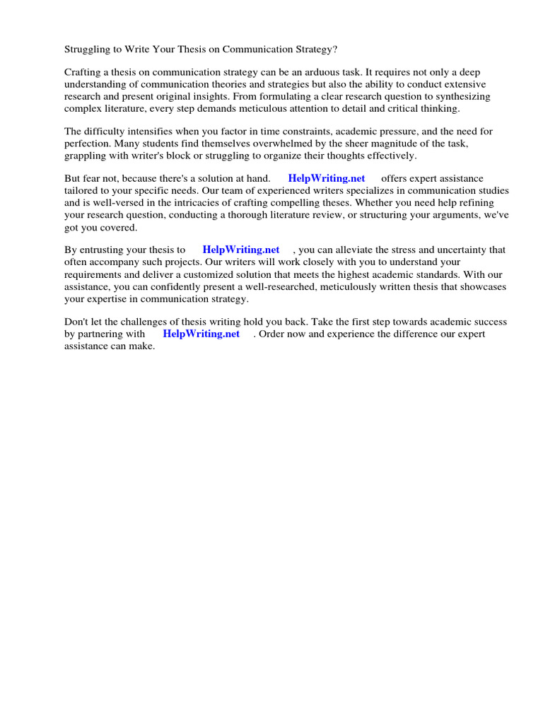 Thesis On Communication Strategy | PDF | Marketing Communications ...