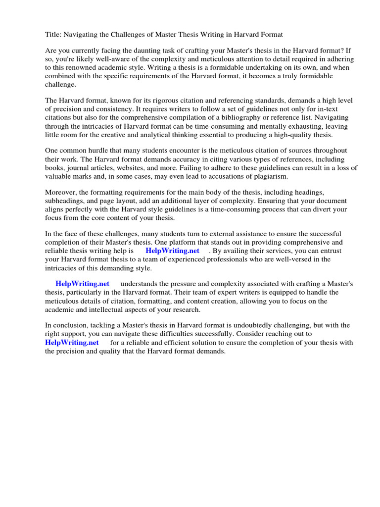 Harvard Thesis Writing Guide | PDF | Thesis | Citation