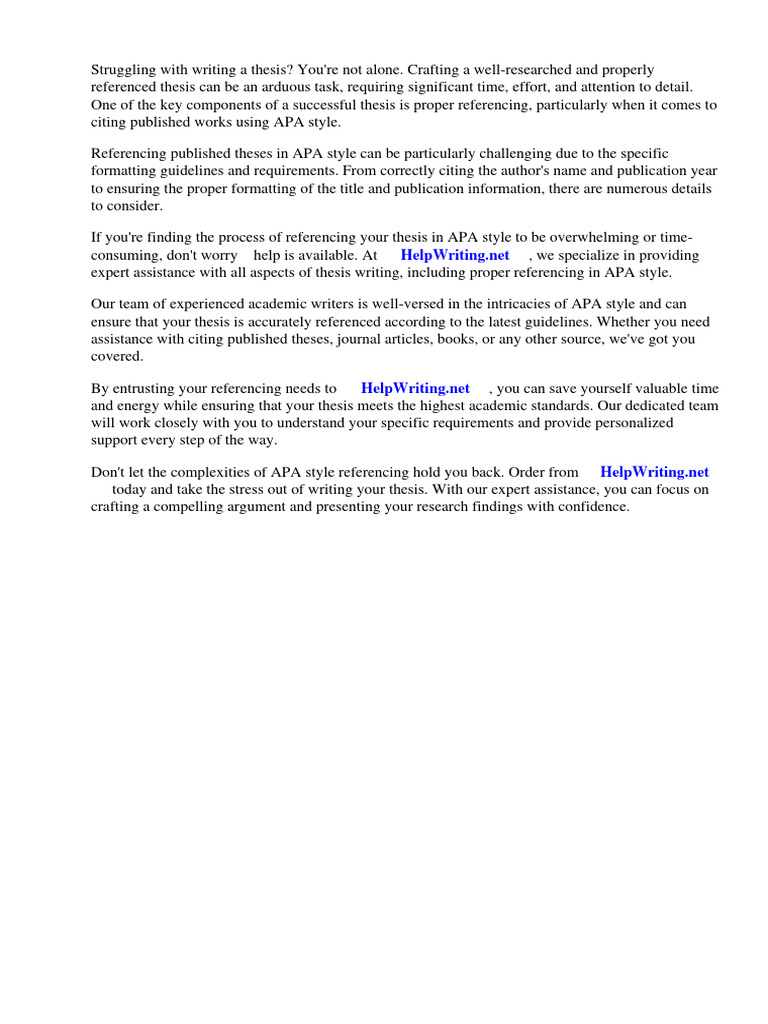 APA Thesis Referencing Guide | PDF | Apa Style | Citation