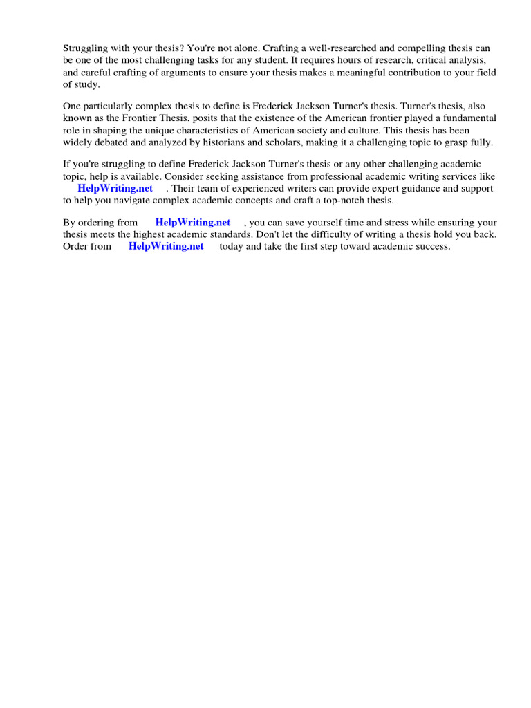 Define Frederick Jackson Turners Thesis | PDF | American Frontier | The ...