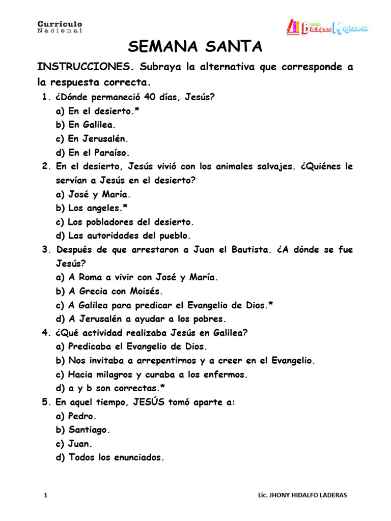 Preguntas sobre Semana Santa y Jesús | PDF | Pascua de Resurrección ...