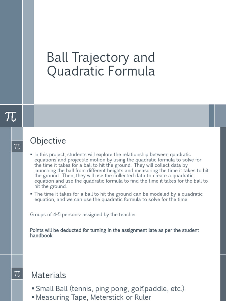 Projectile Motion And Quadratic Equations Project Pdf