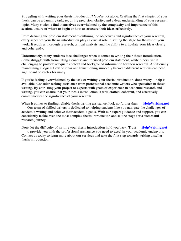 Thesis Chapter One Introduction | PDF Thesis Chapter One Introduction | PDF