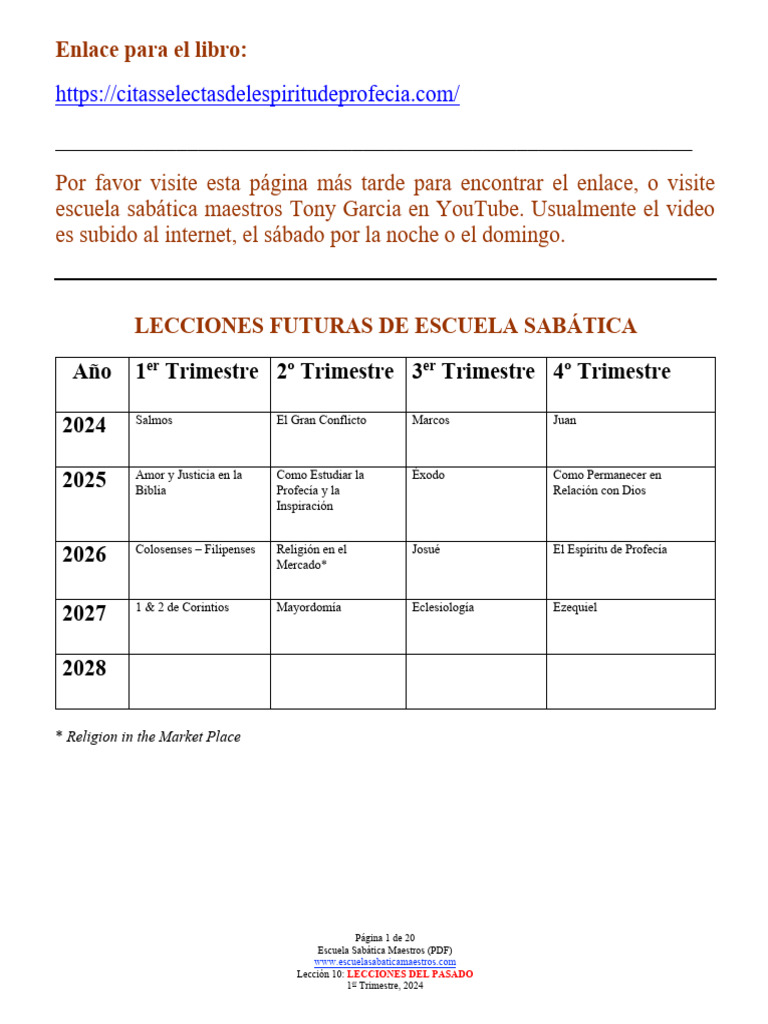 Leccion 10 PDF LECCIONES DEL PASADO para El 9 de Marzo de 2024 | PDF | Salmos | Cristo (título)