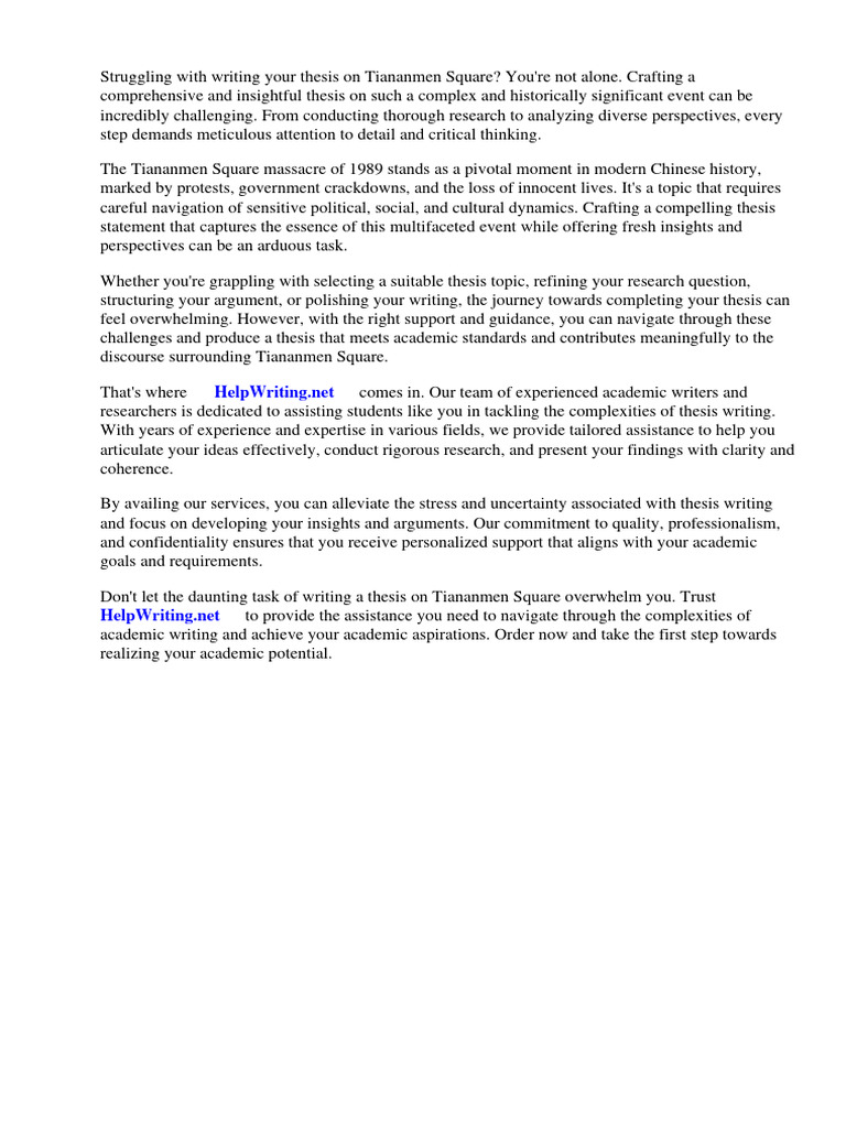 Tiananmen Thesis Writing Help | PDF | China | World Politics